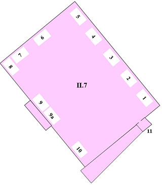Pompeii Regio II(2) Insula 7. The Palaestra. Plan of entrances 1 to 11 ...